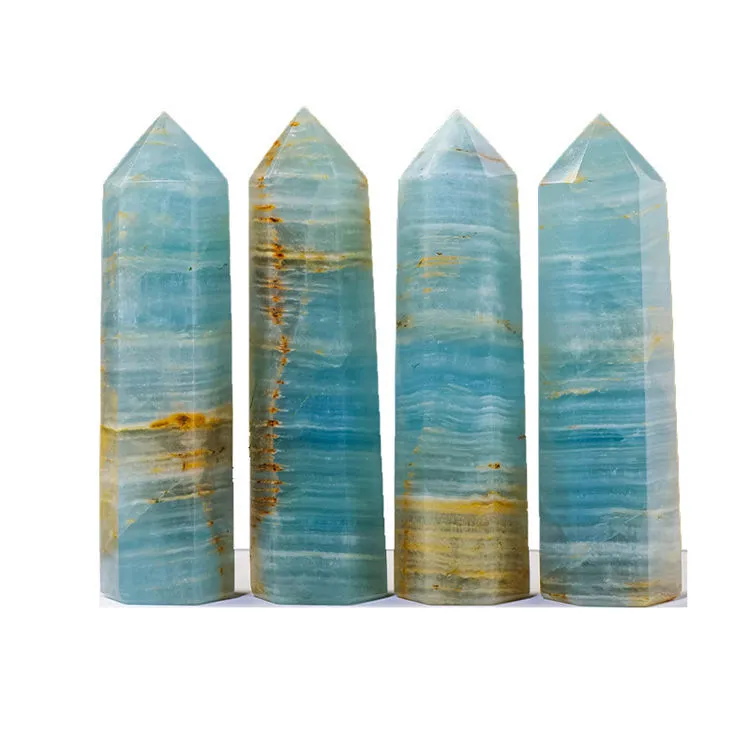 Natural blue calcite Hexagonal Prism