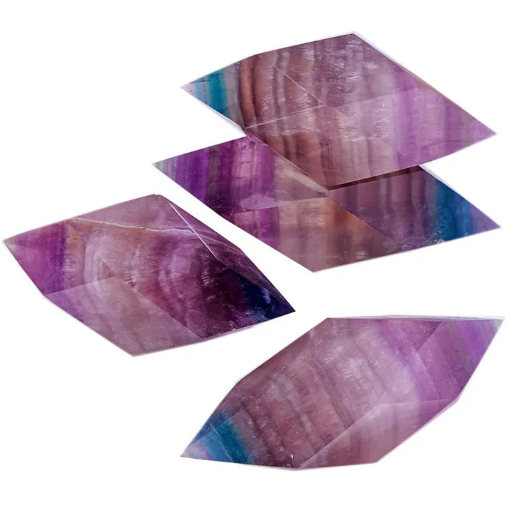 Natural colorful fluorite multi-faceted double pointed Prism
