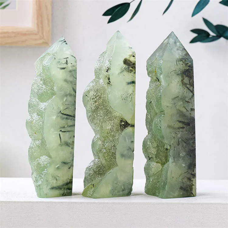 Natural crystal Prehnite four-sided pillar