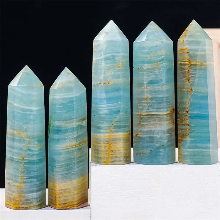 Natural blue calcite Hexagonal Prism