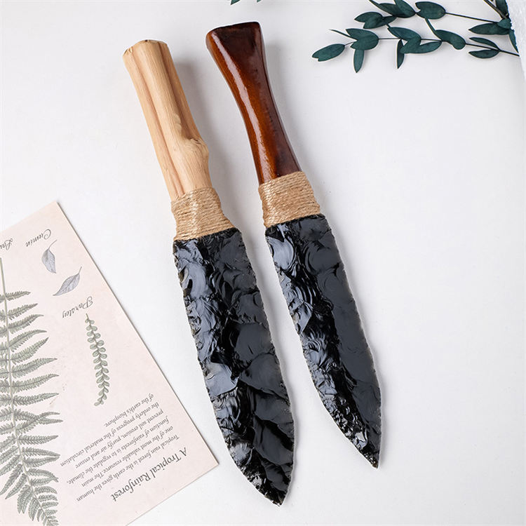 Natural crystal obsidian dagger