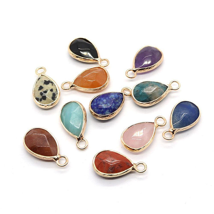 Natural stone faceted drop shaped crystal pendant