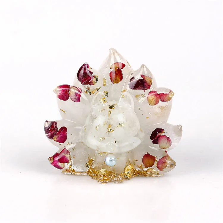 Natural Stone Chips Resin glue rose petals nine-tailed fox