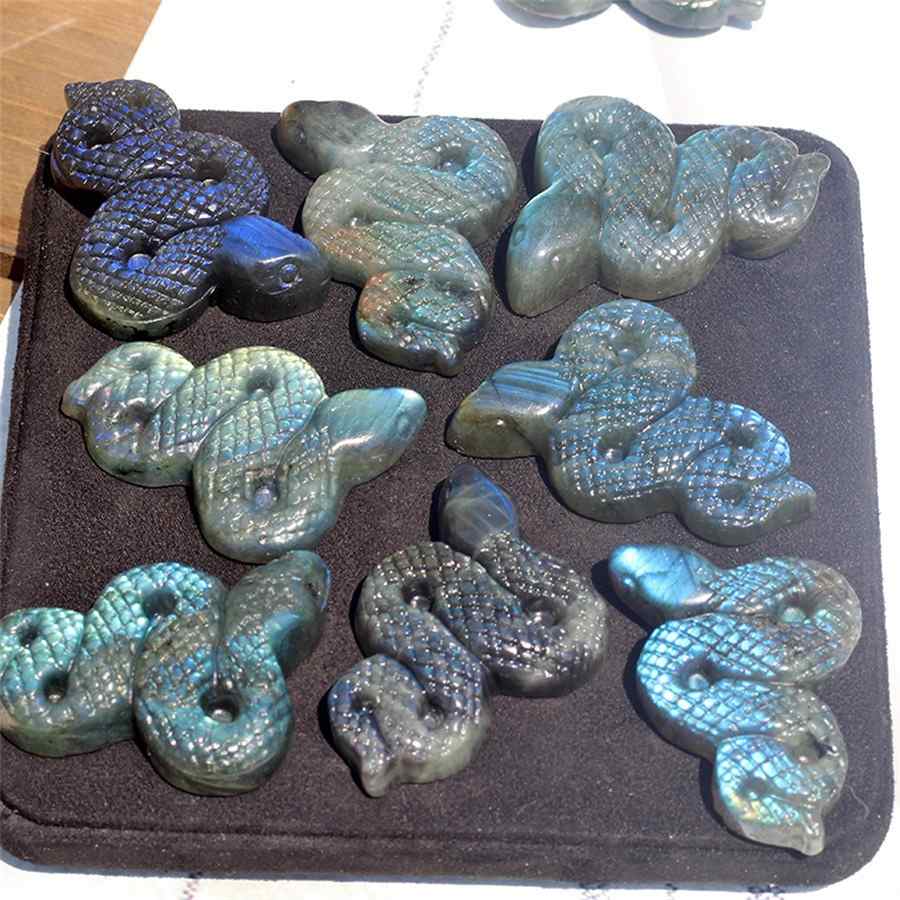 Natural Labradorite snake carving