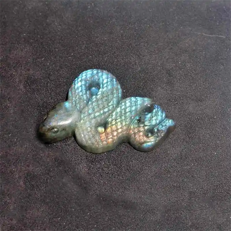 Natural Labradorite snake carving