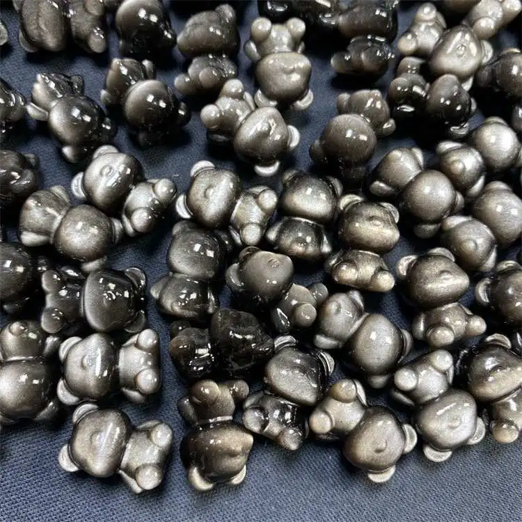 Natural obsidian bear accessories