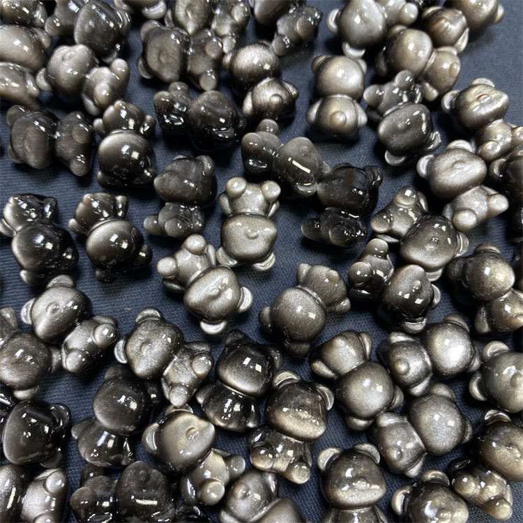 Natural obsidian bear accessories