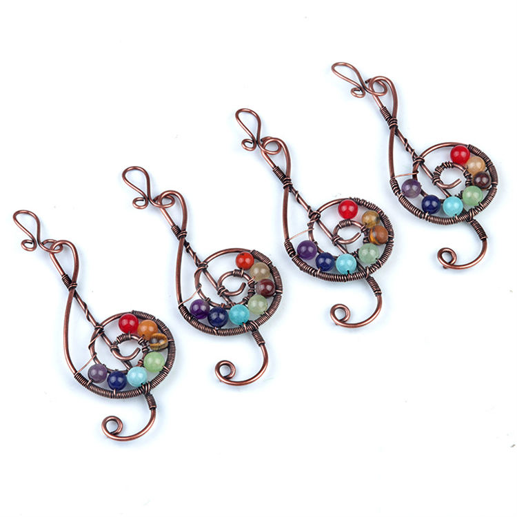Seven-vein stone music note pendant