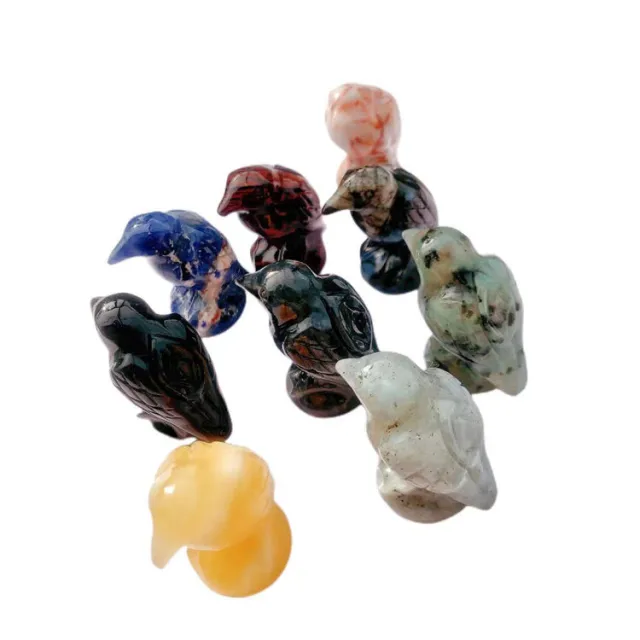 Natural crystal crow carving