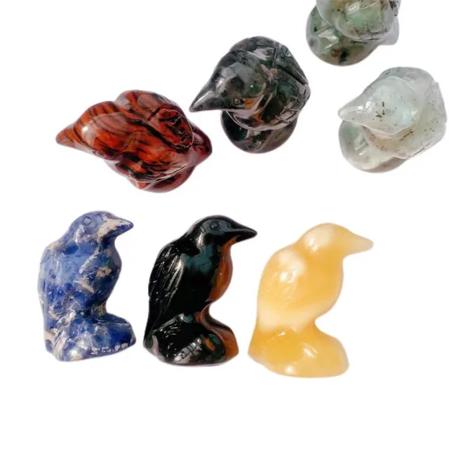 Natural crystal crow carving