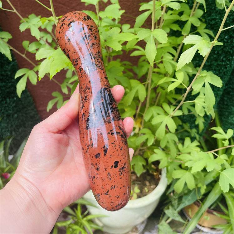 Natural crystal engraved massage stick