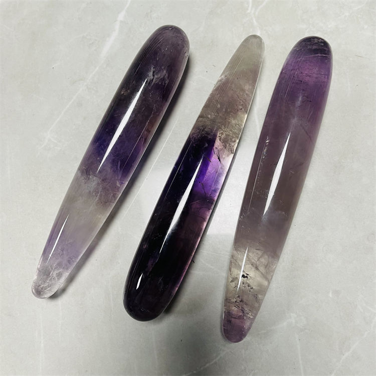 Natural crystal engraved massage stick