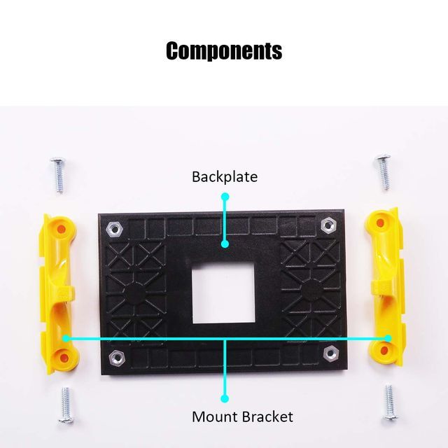 CPU cooler mounting bracket and back plate for AM4
