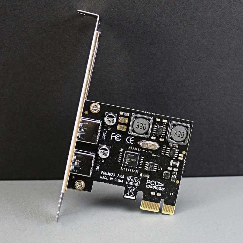 2 Port USB-A 3.0 5Gbps PCIe Adapter Card, Compatible with Windows and ...