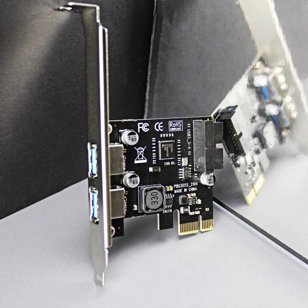 2 x USB-A + 19PIN USB 3.0 PCI-Express Adapter Card, Compatible with ...
