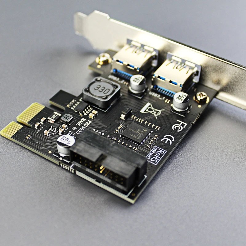 2 x USB-A + 19PIN USB 3.0 PCI-Express Adapter Card, Compatible with ...