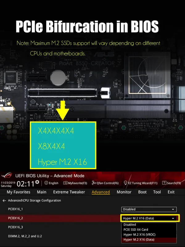 PA40 Quad M.2 NVMe PCIe 3.0 X8 Adapter with ASM 2824 PCIe Bifurcation ...