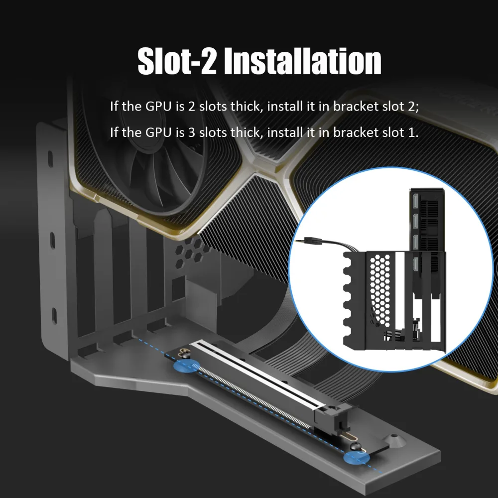 PCIE 5.0 Vertical GPU Mount Bracket with 180mm PCIe Riser Cable ...