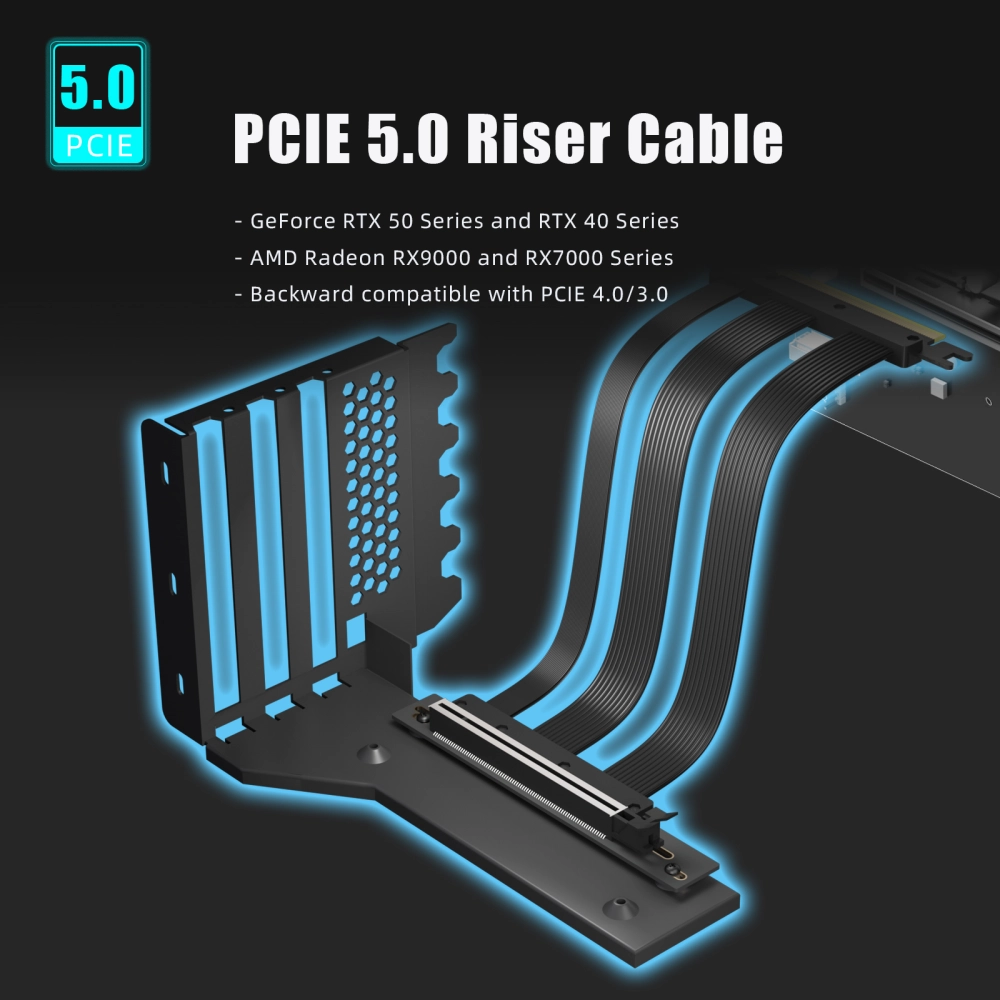 PCIE 5.0 Vertical GPU Mount Bracket with 180mm PCIe Riser Cable ...