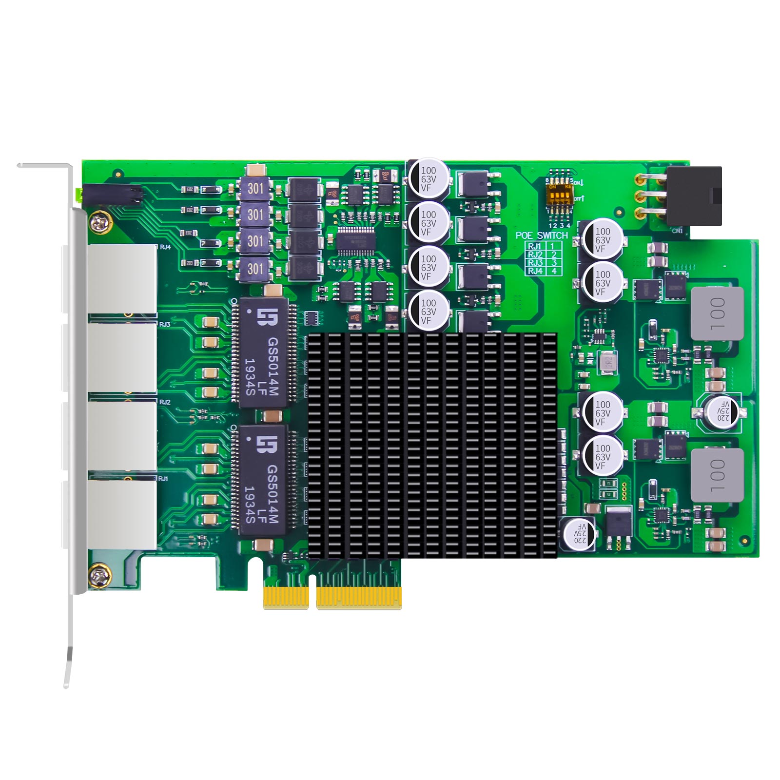 ST7458 4-Port Gigabit PoE+ Network Card with Surge-Proof Design for ...