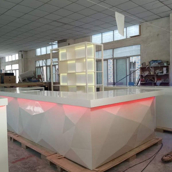 Full Bar Counter Set White Corian Solid Surface Cafe Counter Bar