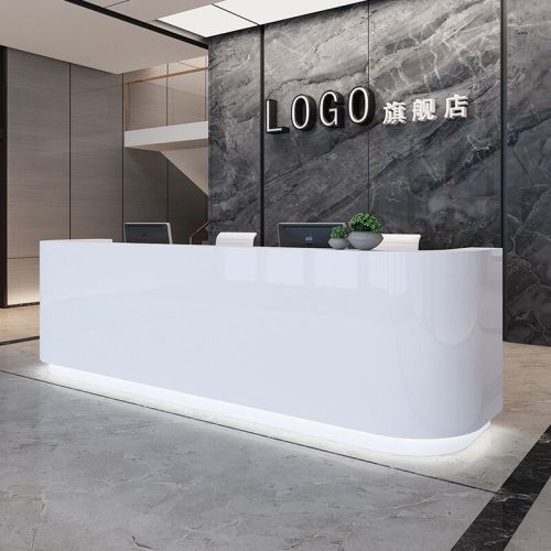 High End Hair Salon Reception Desk Modern White Dispaly