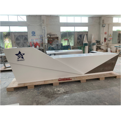 V Shape Laminate Reception Desk White Reception Table Store