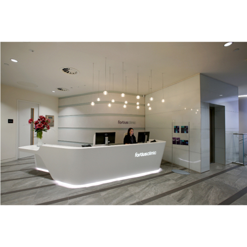 L Shape Solid Surface Hotel Reception Desk Custom Size