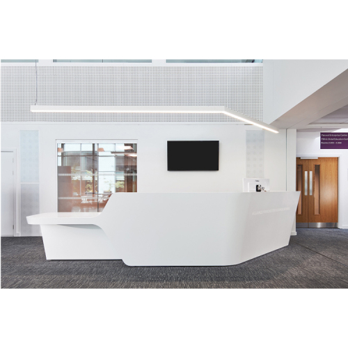 L Shape Solid Surface Hotel Reception Desk Custom Size