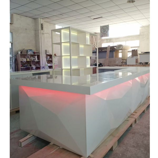 Full Bar Counter Set White Corian Solid Surface Cafe Counter Bar