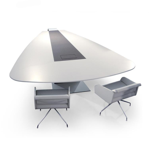Metal Frame Foldable Conference Table Triangle Shape Meeting Desk