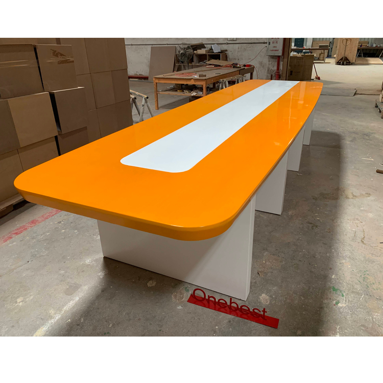 Pure White Color Conference Table Assembled Meeting Room Furniture