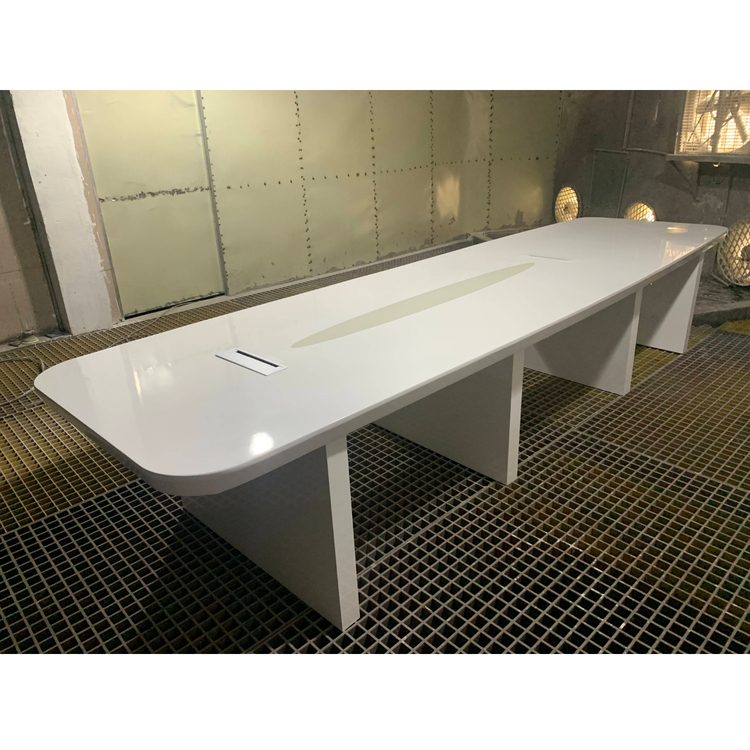 Pure White Color Conference Table Assembled Meeting Room Furniture