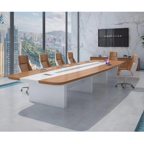 Pure White Color Conference Table Assembled Meeting Room Furniture