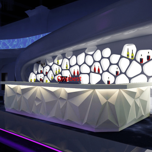 Diamond Shape Bar Counter Set White Corian Solid Surface Cafe Counter Bar