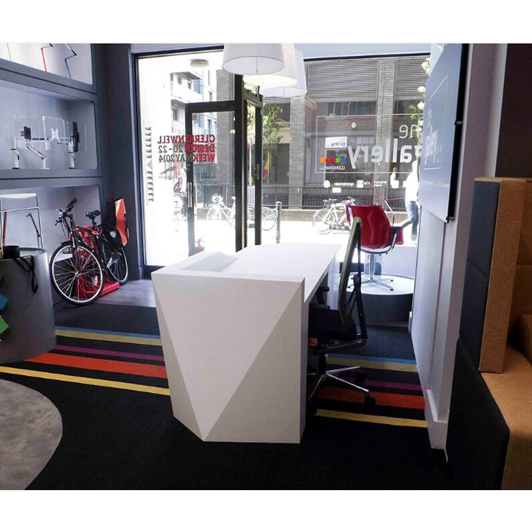 Wholesale Artificial Stone Cashier Counter Diamond Shape Reception Desk