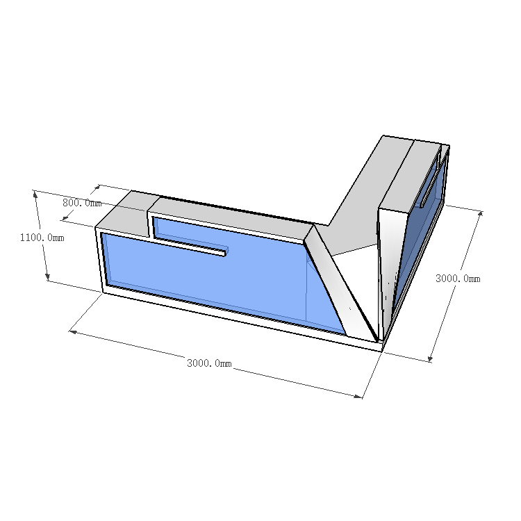 V Shape Side Table Front Desk Reception Salon Reception Desks