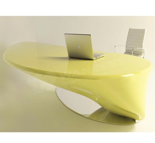 Oval Shape Small Office Furniture Office Desk Wood Panel