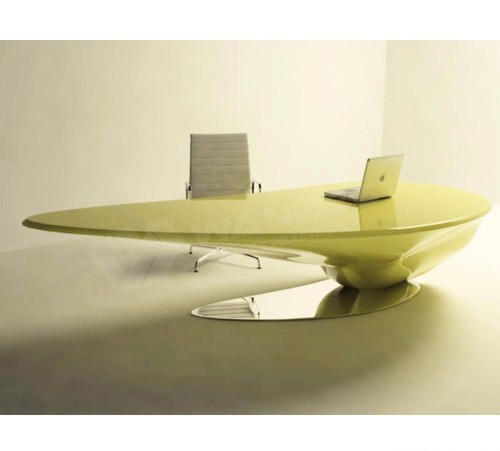 Oval Shape Small Office Furniture Office Desk Wood Panel