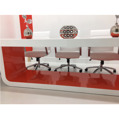 In Stock Design White and Orange Conference Table Office Furniture