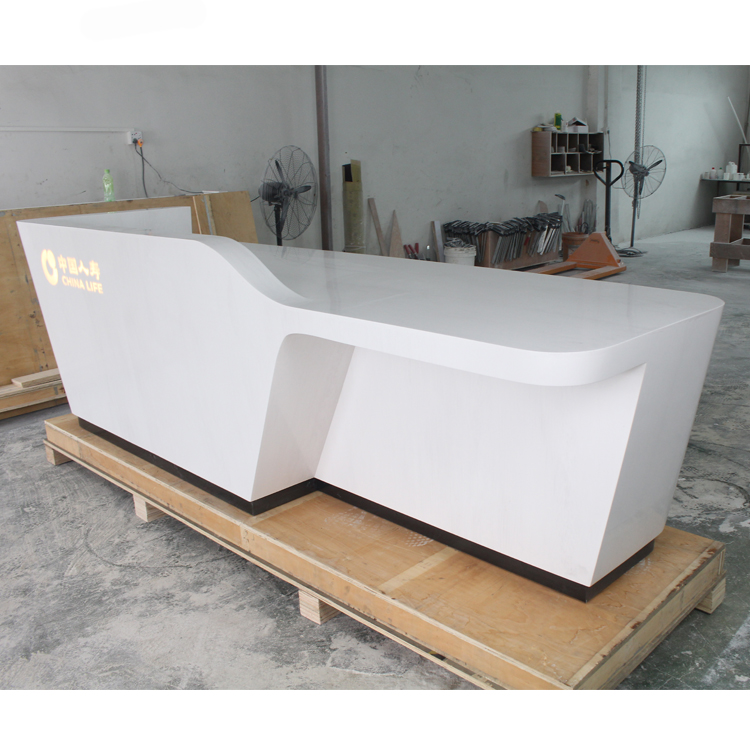 Exclusive Bank Reception Desk with Black Stainless Steel Base