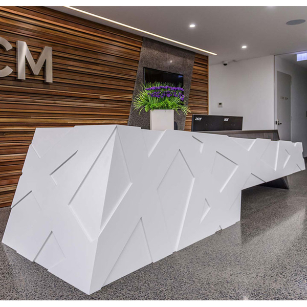 Office Reception Counter with Back Wall Corian Retro Reception Desk
