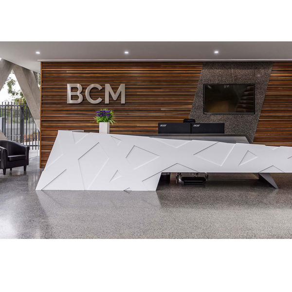 Office Reception Counter with Back Wall Corian Retro Reception Desk