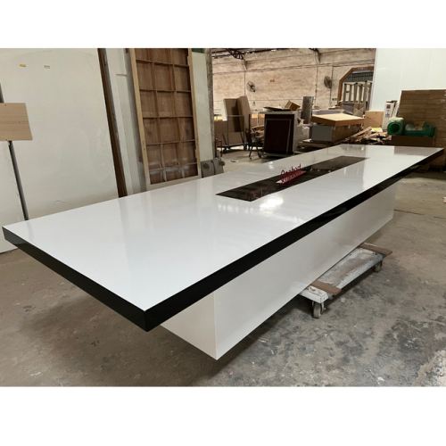 White and Black Corian Multimedia Conference Table Standard Size