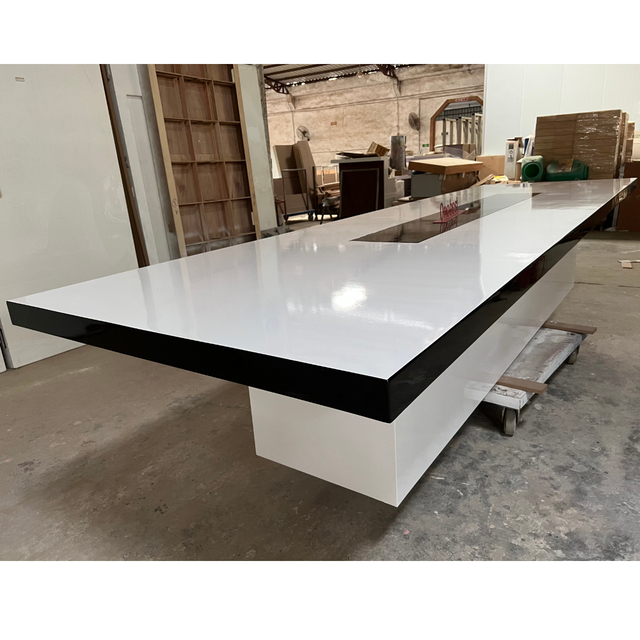 White and Black Corian Multimedia Conference Table Standard Size