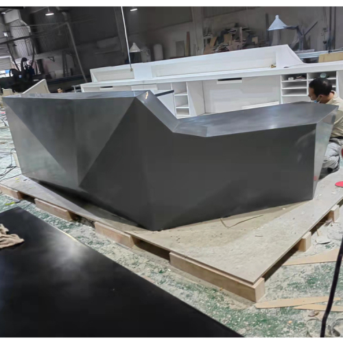 Semi Circle Reception Desk Grey Corian Stone Reception Counter Table