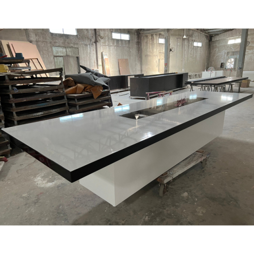 White and Black Corian Multimedia Conference Table Standard Size