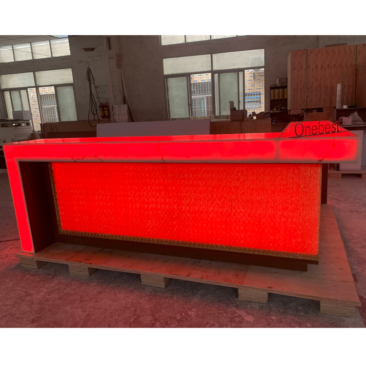 L Shape Glass Pattern Countertops Led Disco Bar Counter