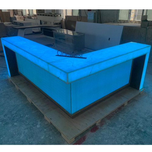 L Shape Glass Pattern Countertops Led Disco Bar Counter
