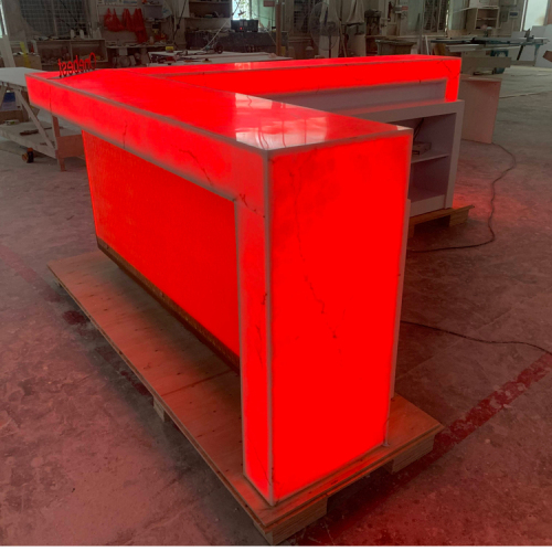 L Shape Glass Pattern Countertops Led Disco Bar Counter